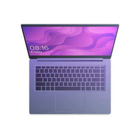 Premium Vector Modern Gray Open Laptop With Colorful Wallpaper On A