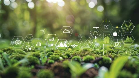 Field With Modern Ecological Icons Showing Environmental Data Created