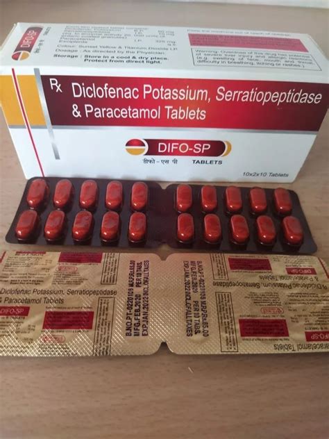 Diclofenac Potassium 50 Mg Serratiopeptidase 10mg Tablet At ₹ 1800box