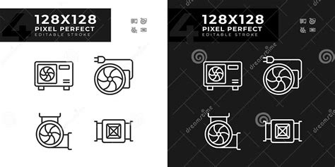 Hvac Equipment Linear Icons Set For Dark Light Mode Stock Vector