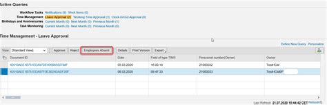 2950446 Employees Absent Button In Mss Powl Sap Knowledge Base