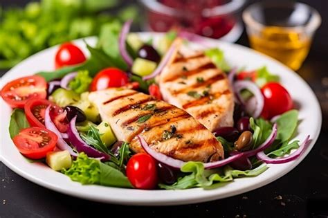Premium Ai Image Grilled Chicken Breast With Tomatoes Red Pepper