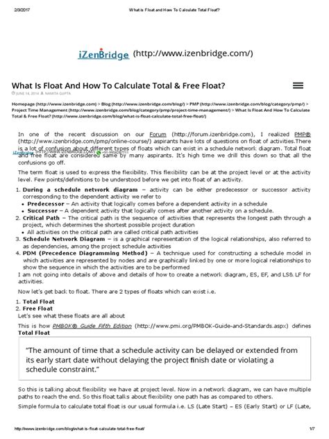 What Is Float And How To Calculate Total Float Pdf Pdf Business