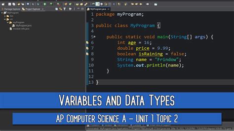 Variables And Data Types Ap Computer Science A Unit 1 Topic 2 Youtube