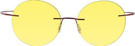 Wine Flexible Round Rimless Tinted Sunglasses With Medium Yellow