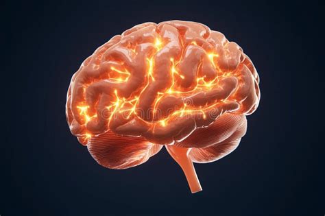 Brain Activity Illustrated with Glowing Connections Highlighting Neural Pathways and Cognitive ...