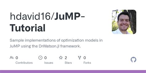 Github Hdavid16jump Tutorial Sample Implementations Of Optimization