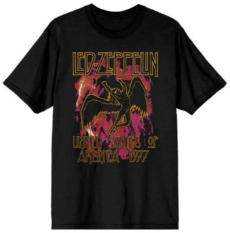 Bioworld Led Zepplin United States Of America 1977 Mens Black Tee