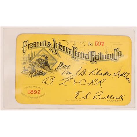 Prescott And Arizona Central Rwy Co 1892 [176597]