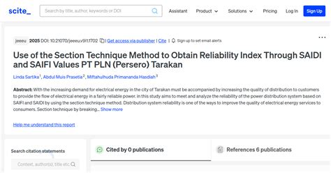 Use Of The Section Technique Method To Obtain Reliability Index Through Saidi And Saifi Values