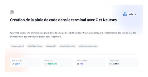Création De La Pluie De Code Dans Le Terminal Avec C Et Ncurses Labex