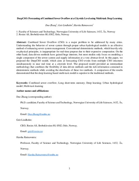 Pdf Deepcso Forecasting Of Combined Sewer Overflow At A Citywide