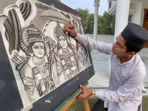 Muslim Student Made A Wonderful Painting Of Ramlala मुस्लिम छात्र ने
