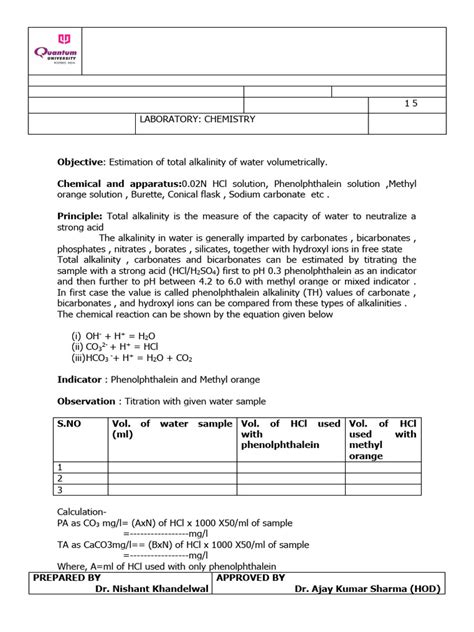 Exp 5 Dip Pdf Alkalinity Titration