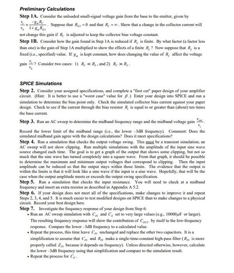 Solved A Common Emitter Design Exercise Background This Chegg Com