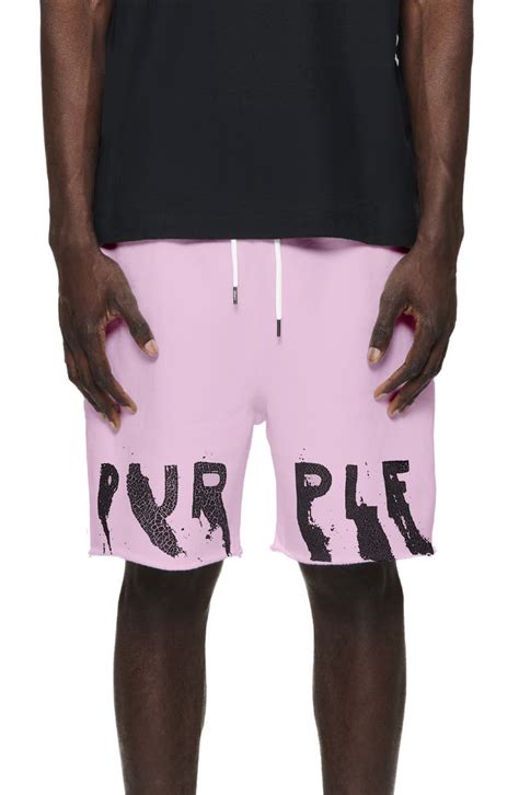 Purple Brand Crackle Logo Cutoff Fleece Shorts Nordstromrack