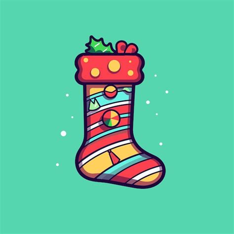 Premium Vector Cute Christmas Socks Sticker Illustration