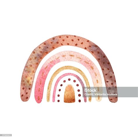 흰색 배경에 고립 된 수채화 핑크 파스텔 무지개 유아용 보육원 포스터 0명에 대한 스톡 벡터 아트 및 기타 이미지 0명