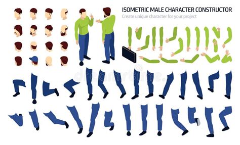 Man Character Constructor Male Personage Diy Kit Stock Vector Illustration Of Head Male