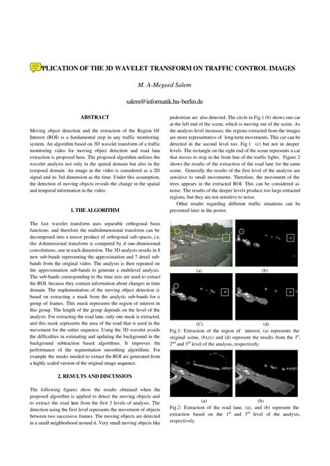 Pdf Application Of The 3d Wavelet Transform On Lane Extraction On Traffic Monitoring Images