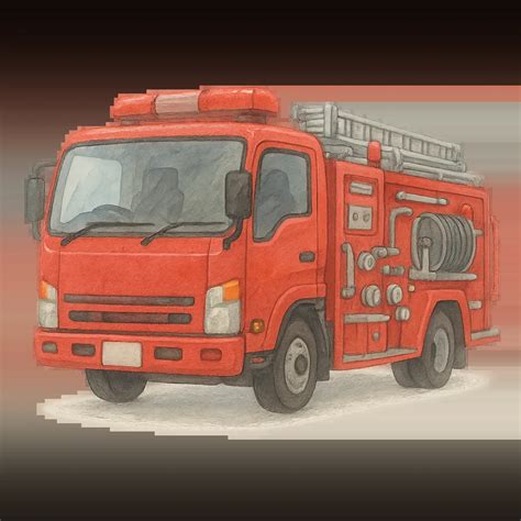 おしゃれセミリアルでかわいい消防車｜イラスト・フリー素材なら「シンテリ」