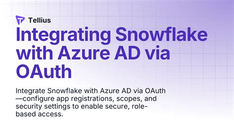 Integrating Snowflake With Azure Ad Via Oauth Tellius