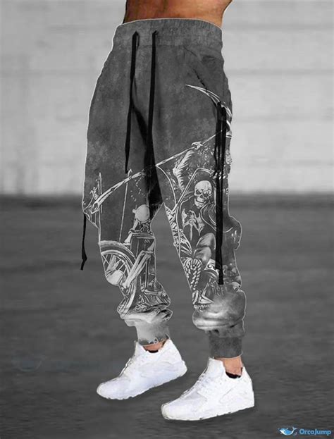 Orcajump Mens 3d Printed Cotton Blend Sweatpants Drawstring Joggers
