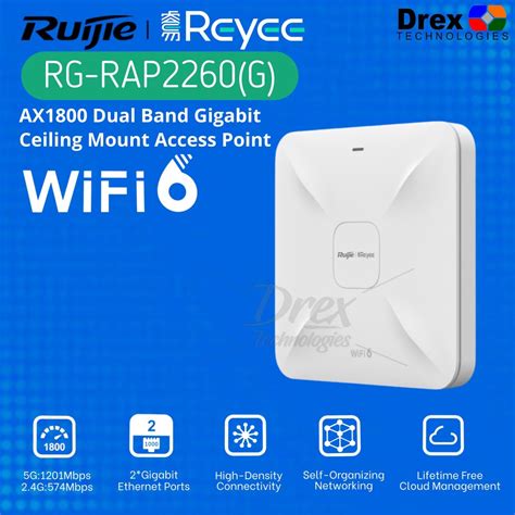 Ruijie Rg Rap2260g Ax1800 Dual Band Gigabit Ceiling Mount Access