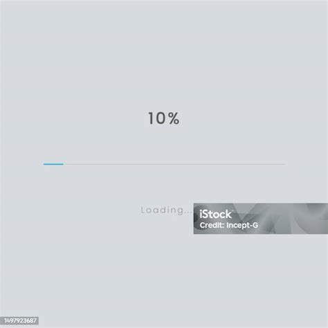 무지개 10 Pecent 로딩 기호 벡터 그림은 회색 배경에 있습니다 연한 파란색 로딩 바가 진행 중 기호 아이콘 배너입니다