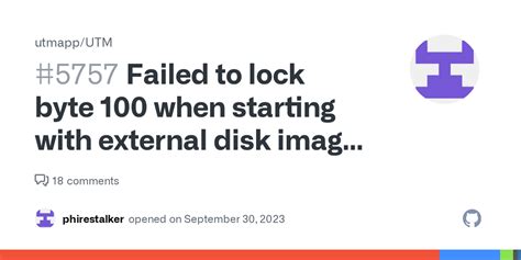 failed to lock byte 100 when starting with external disk image on smb
