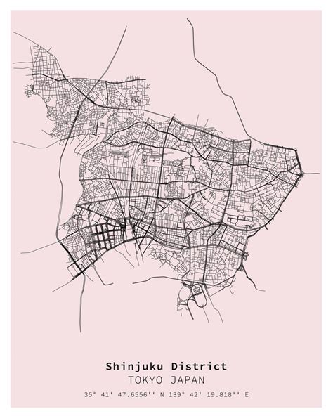 Shinjuku District Tokyo Japan Street Map Vector Image 40182159 Vector