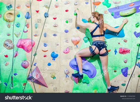 Sexual Woman Climbing On Wall Outdoor Stock Photo 1133565395 Shutterstock