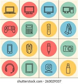 Computer Input Output Devices Icons Set Stock Vector Royalty Free Shutterstock