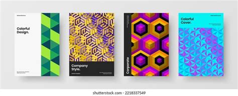 Original Geometric Hexagons Book Cover Template Stock Vector Royalty