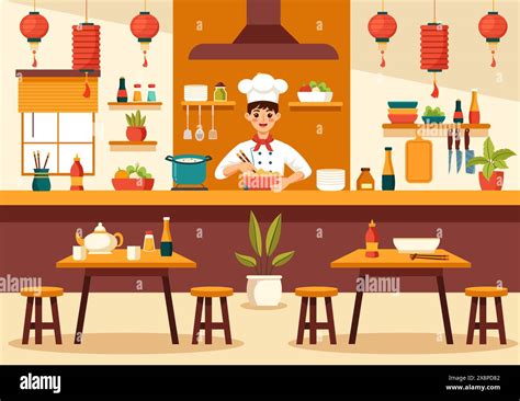 Vietnamese Food Restaurant Vector Illustration Of A Menu Featuring A