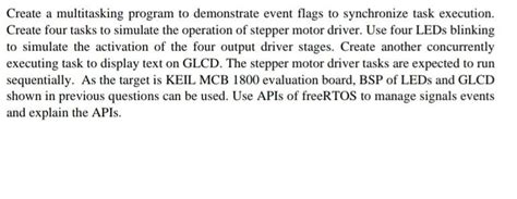 solved create a multitasking program to demonstrate event
