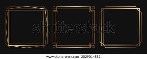 Set Golden Decorative Frames Isolated Art Stock Vector Royalty Free