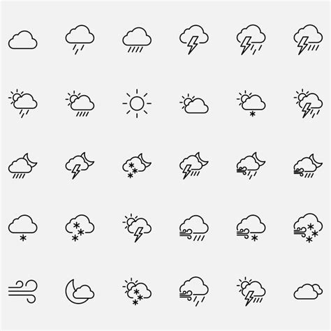 Conjunto De Iconos Del Tiempo Vector Premium