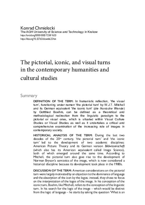 Pdf The Pictorial Iconic And Visual Turns In The Contemporary