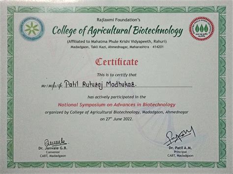 Completed National Symposium On Advances In Biotechnology Ruturaj Patil