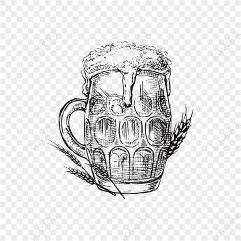 맥주 잔 아래 검은 손으로 그린 밀 귀 일러스트물유리포도주 Png 일러스트 무료 다운로드 Lovepik