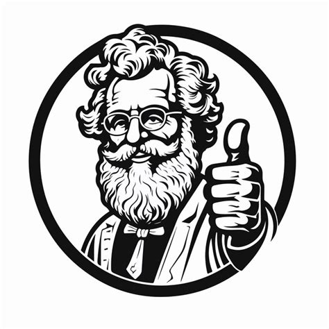 Premium Vector The Old Cartoon Man Wearing A Beard Is Given The Thumbsup