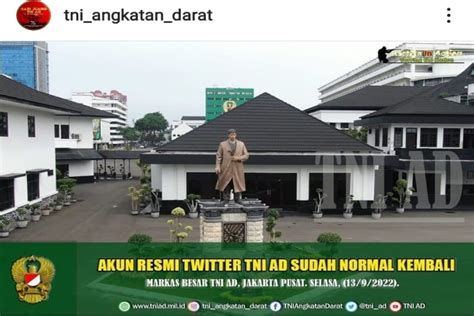 Sempat Dibajak Akun Twitter TNI AD Sudah Normal Kembali