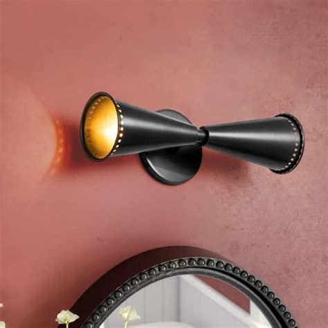 RRTYO Barrett 2 Light Black Up And Down Dual Cone Dimmable Vanity Light