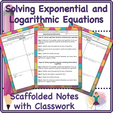Inverses Of Logarithmic And Exponential Functions Scaffolded Notes