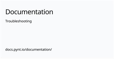 Pynt Scans Troubleshooting Documentation
