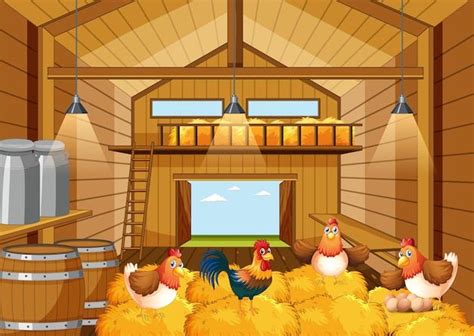 Inside Of Barn Cartoon