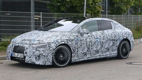 2023 Mercedes-AMG EQE 53 spied hiding chunky rear spoiler