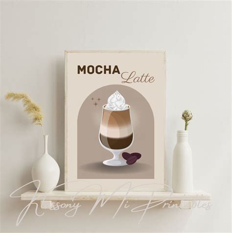 Mocha Latte Digital Wall Art Mocha Printable Download Mocha Coffee Print Decor Coffee Kitchen