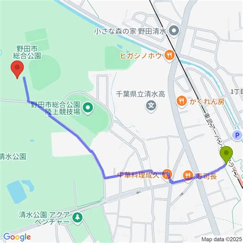 インフォマージュアリーナの最寄駅清水公園駅からの徒歩ルート（約14分） Mdata